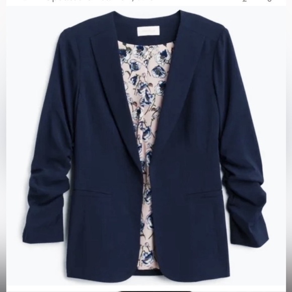 Skies Are Blue | Jackets & Coats | Skies Are Blue Raja Collarless Navy Blazer Floral Lined Size ...